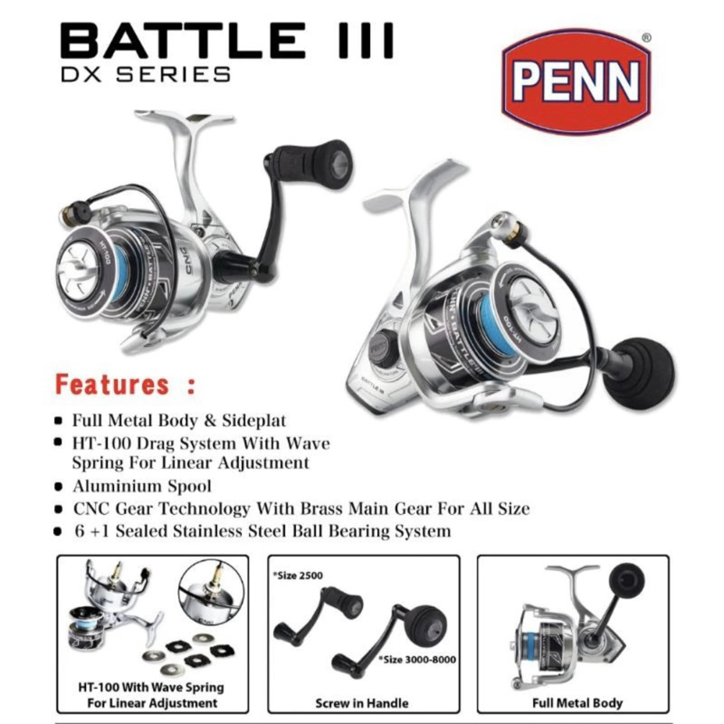 Jual Reel Spinning PENN BATTLE III DX & IV DX Full Metal Body | 4000 ...