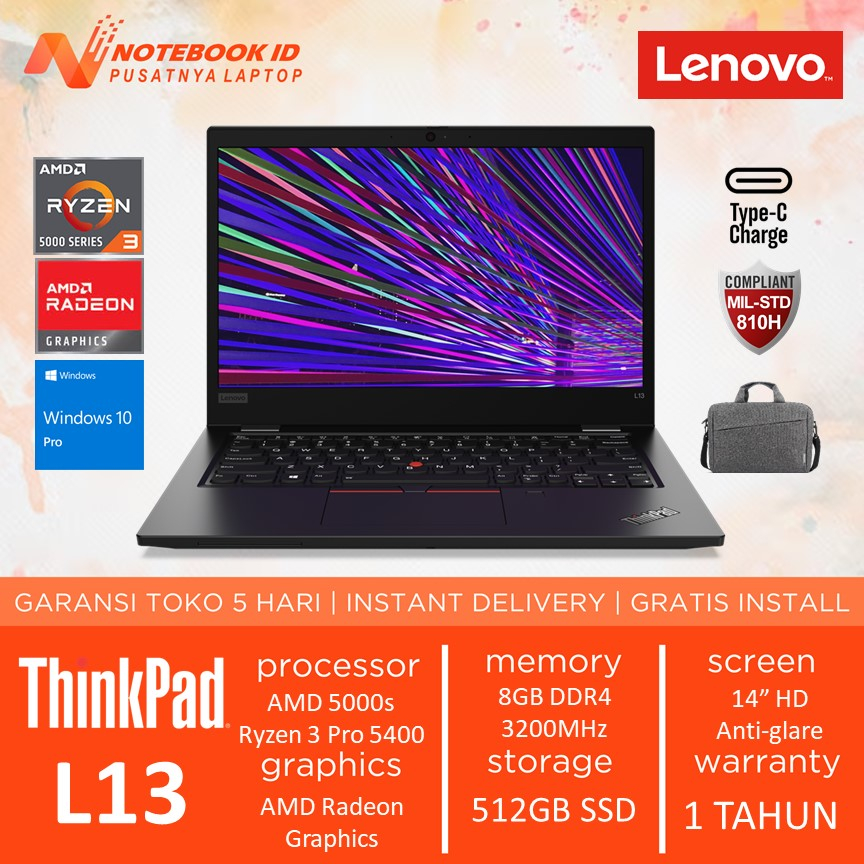 Jual Lenovo ThinkPad L13 Ryzen 3 Pro 5400 8GB 512GB W10 Pro | Shopee ...