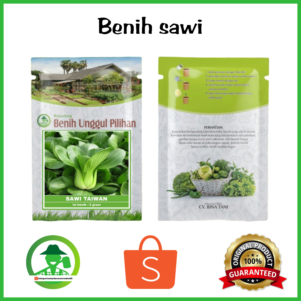 Jual Benih sawi taiwan atau sawi ateng atau sawi pakcoy (smallpouch ...