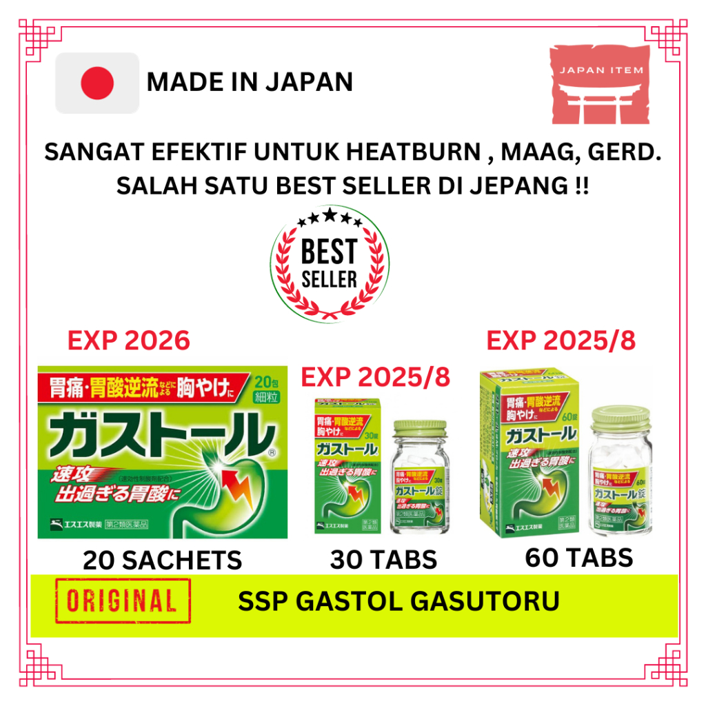 Jual SSP Gastol Gasutoru powder Obat Maag Asam Lambung heatburn Japan ...