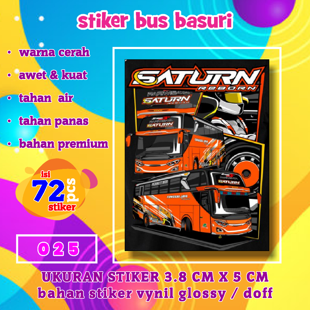 Jual stiker bus basuri saturn reborn [025] warna cerah kuat tidak ...