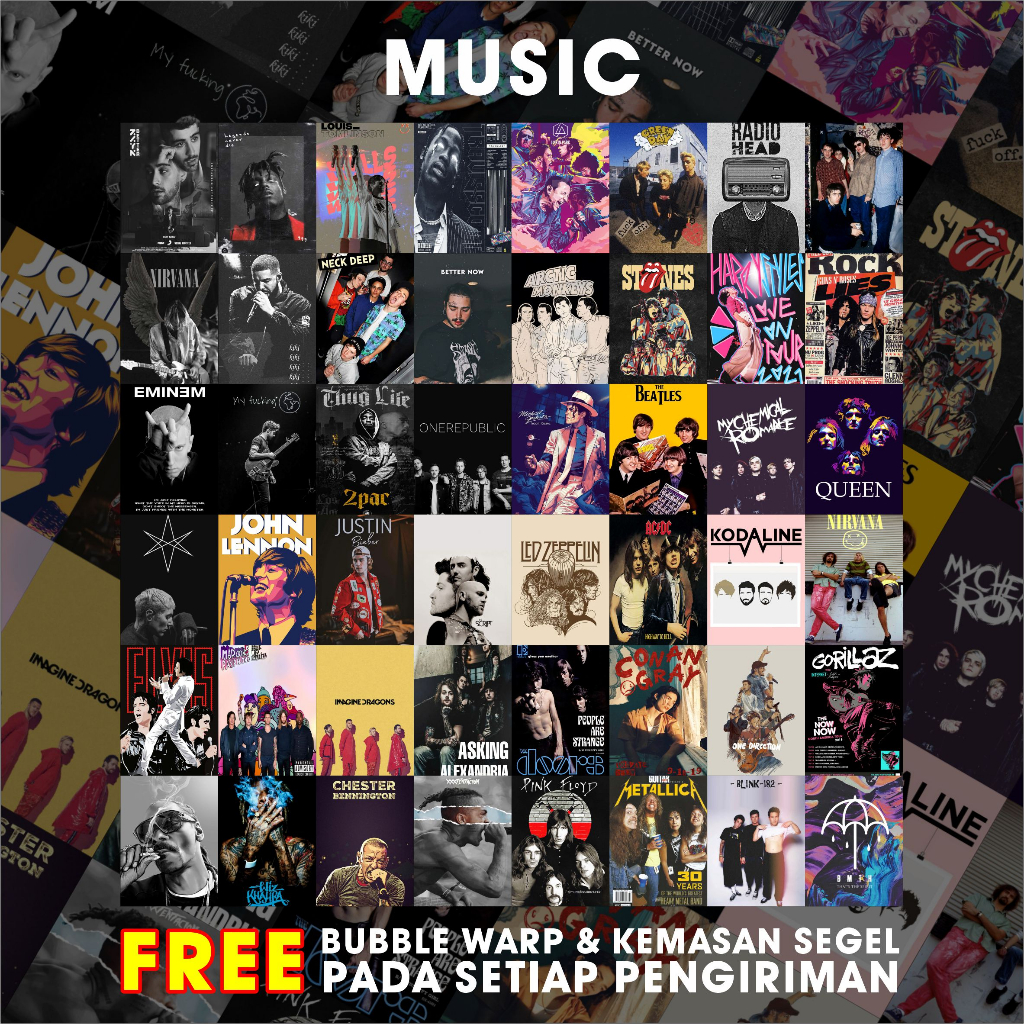 Jual Poster Dinding Aesthetic Bundle Music Isi 24/48 Poster | Poster ...