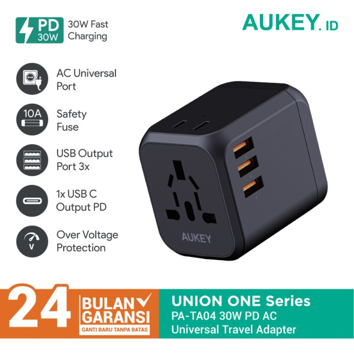 Jual Universal Adapter AUKEY With USB A & USB C PD 30W NEW LIMITED ...