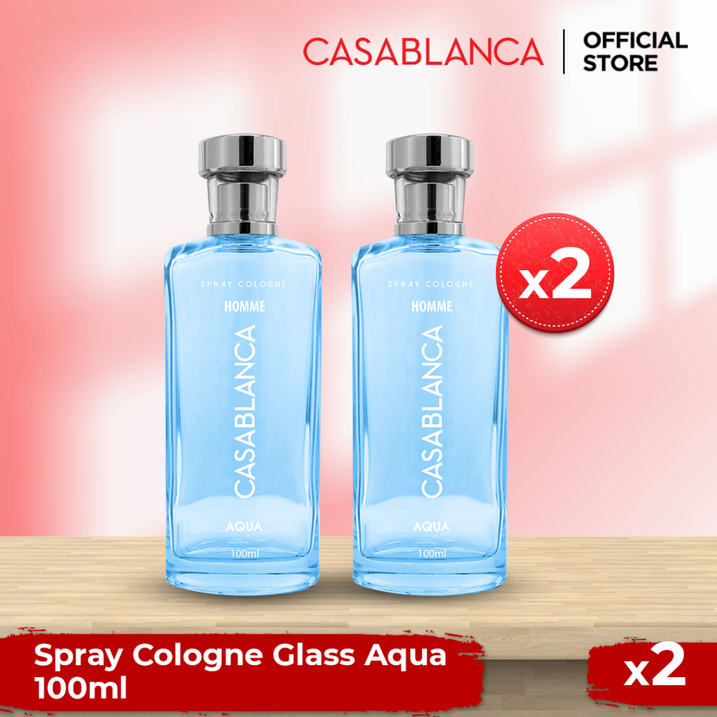 Jual Casablanca Homme Spray Cologne Glass Aqua (Blue) 100ml x2 | Shopee ...
