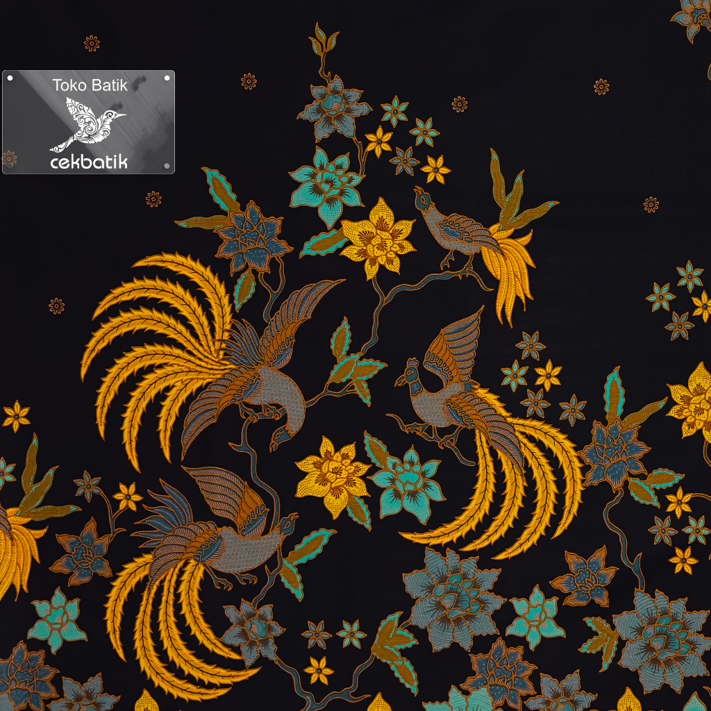 Jual Kain Batik - Motif Batik Burung Merak Bunga Hitam Manis V30 (Tosca ...