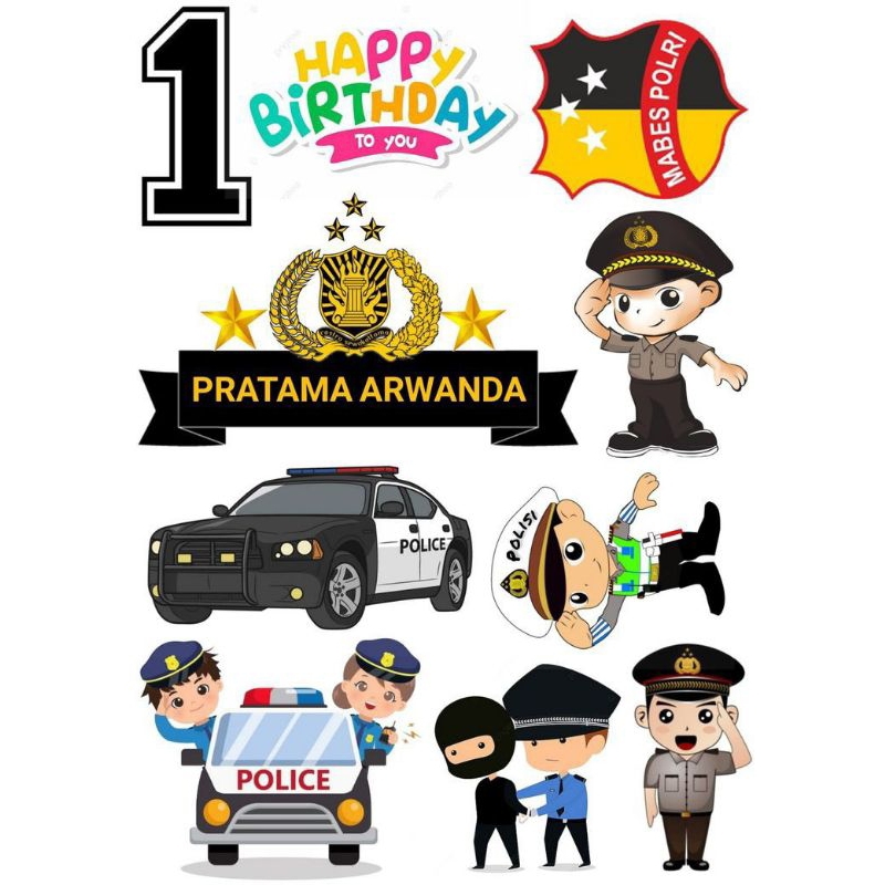Jual Topper cake kue polisi police brimob free nama dan ucapan | Shopee ...