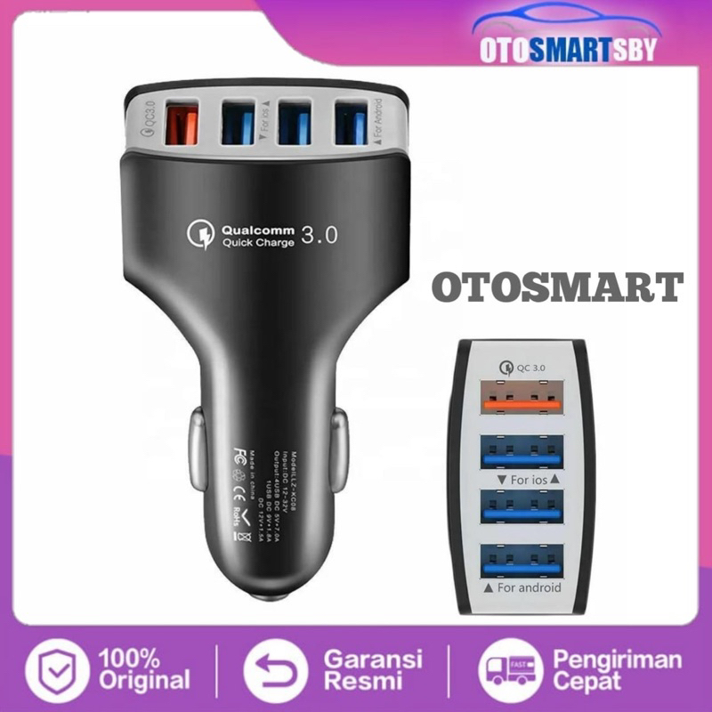 Jual Car Charger Colokan Mobil 4 Ports QC 3.0/3.1A | Shopee Indonesia