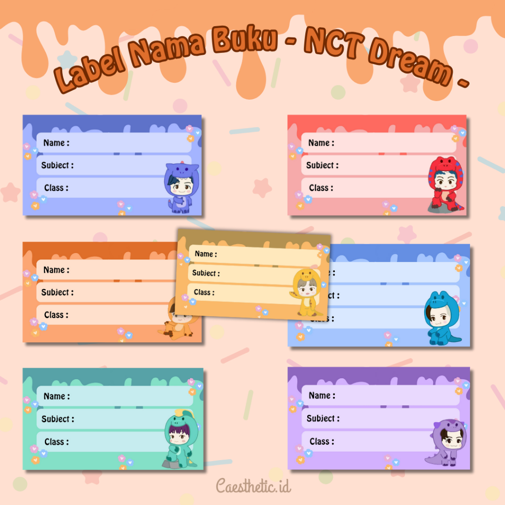 Jual Stiker label nama buku - Sticker nama - NCT-rex NCT Dream - Label ...