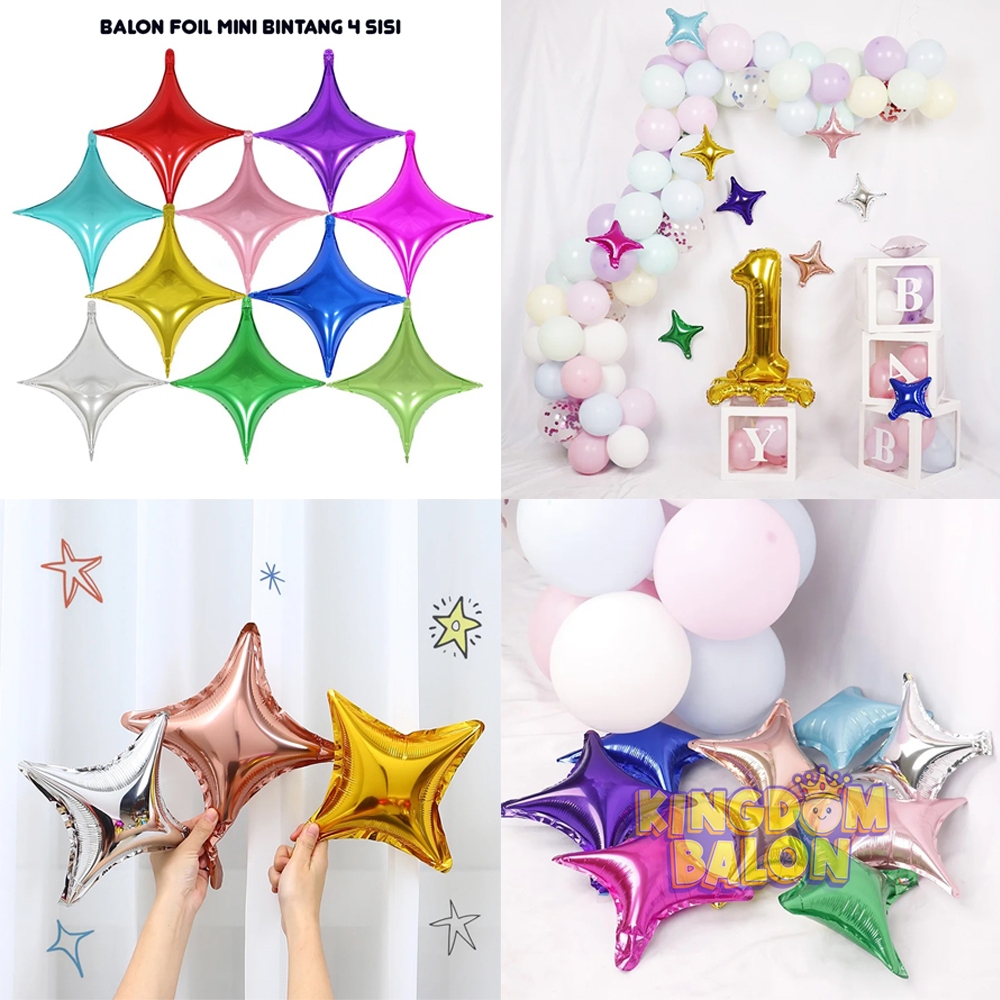 Jual Balon Foil Star Mini 4 Sisi / Balon Foil Star / Balon Bintang Mini ...