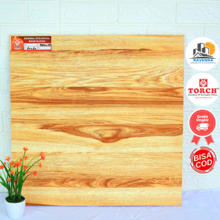 Jual Granit Lantai Motif Kayu Torch 60x60 Glossy NK6039 Free Ongkir | Shopee Indonesia