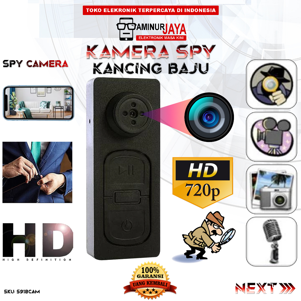 Jual Spy Camera Kancing Baju Hidden Camera Pengintai Mini Tersembunyi Model Kancing IP Camera HD ...