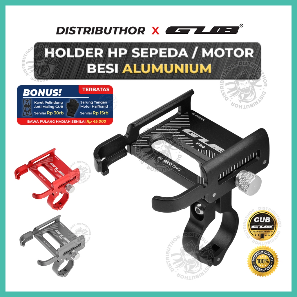 Jual Holder Hp Motor Besi GUB P30 Phone Stand Stang Sepeda Anti Maling - DISTRIBUTHOR | Shopee ...