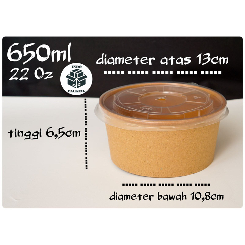 Jual (isi 25) Paper Bowl Kraft 650ml 650 ml 22oz 22 Oz / Mangkuk Kertas ...