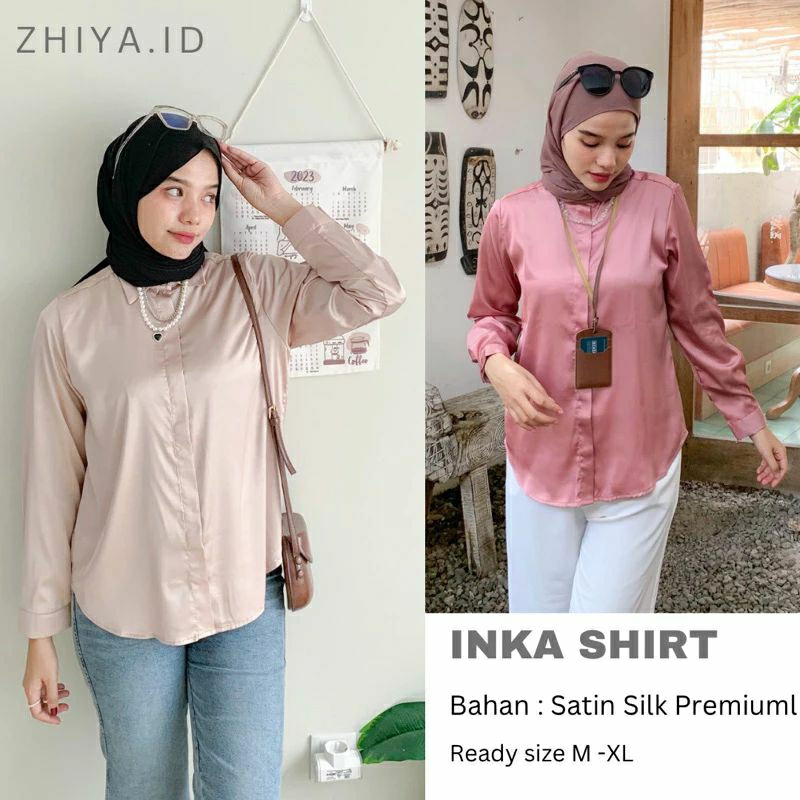 Jual (Part 2)INKA SHIRT-Kemeja Basic Bahan Satin Silk-kemeja Zhiya ...