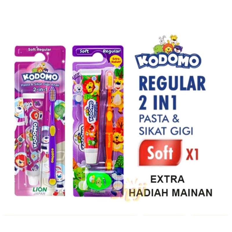 Jual KODOMO 2IN1 REGULAR SOFT PASTA GIGI + SIKAT GIGI | Shopee Indonesia