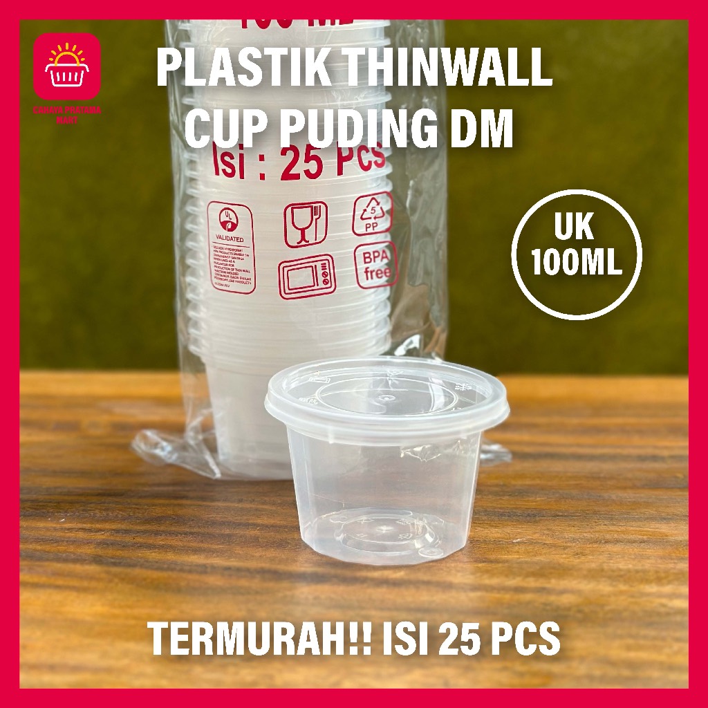 Jual Thinwall DM CUP Pudding mini Thinwall CUP PUDING cup saos Thinwall 100ml 150ml isi 25set ...