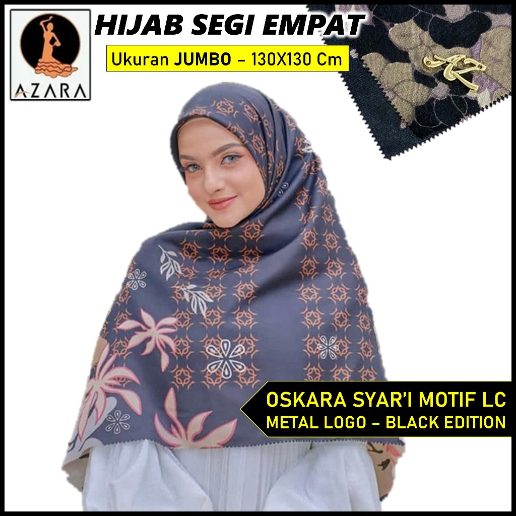 Jual Dapat 5 Azara Jumbo Motif Khusus Hitam Metal Logo Oskara Syari ...