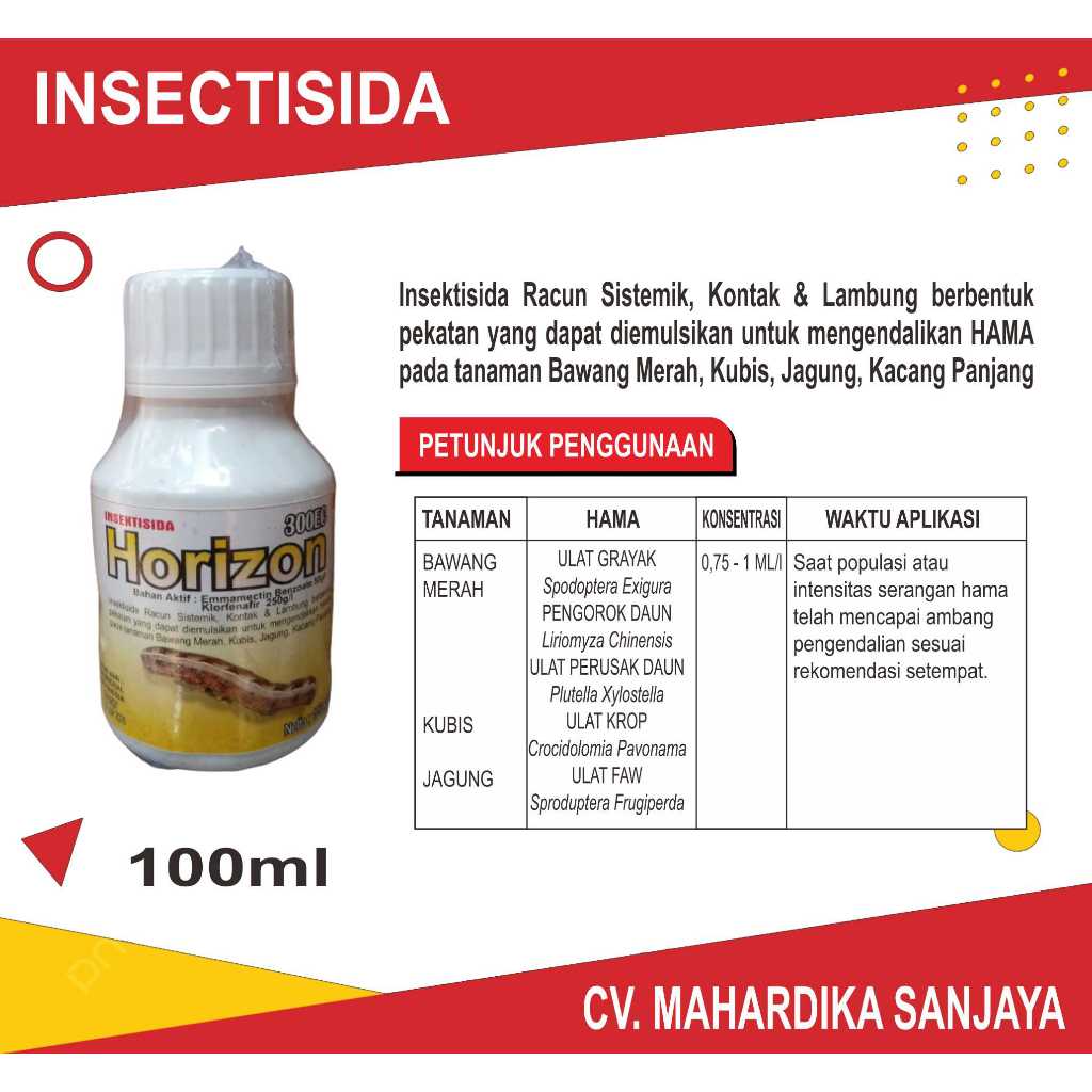 Jual Insectisida HORIZON 300EC 100ml BA Emmamectin Benzoat 50g/l dan ...