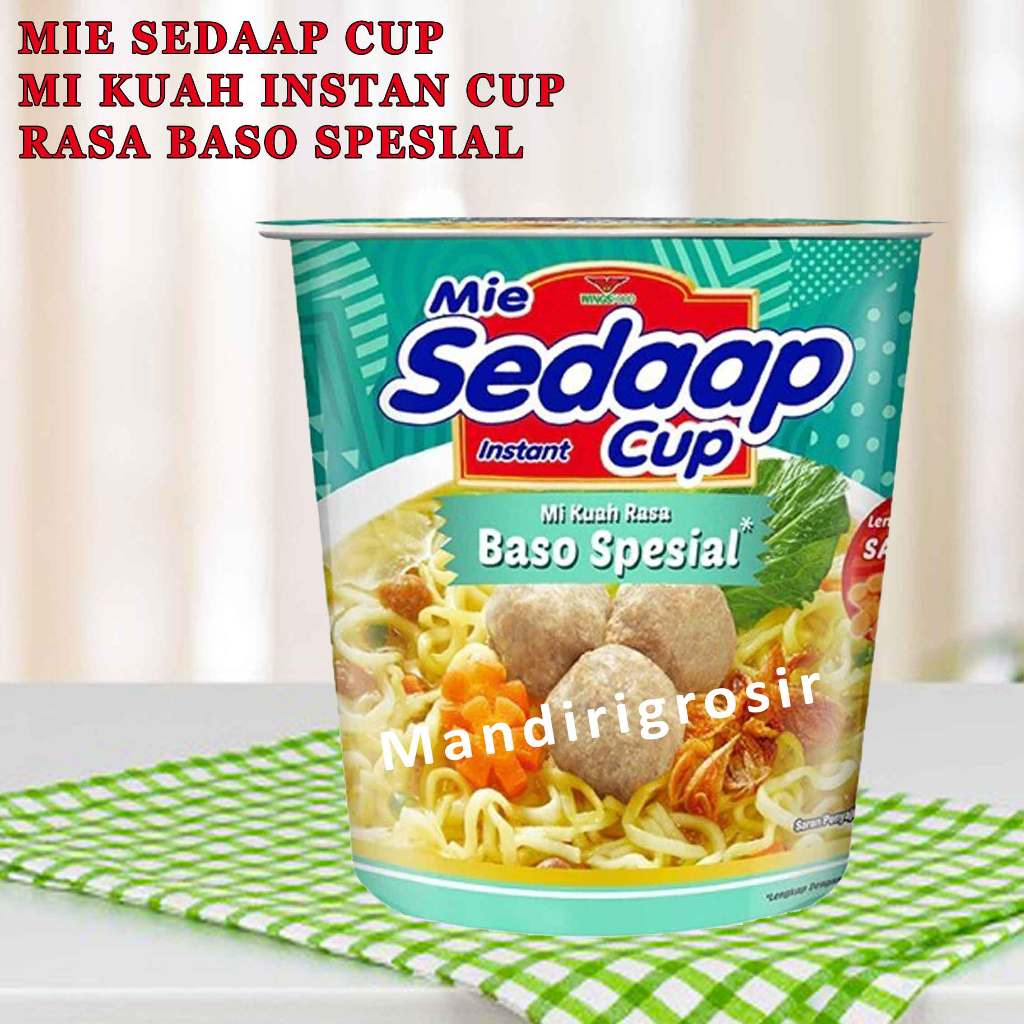Jual Mi Kuah Instan Cup * Mie Sedaap Cup * Rasa Baso Spesial | Shopee ...