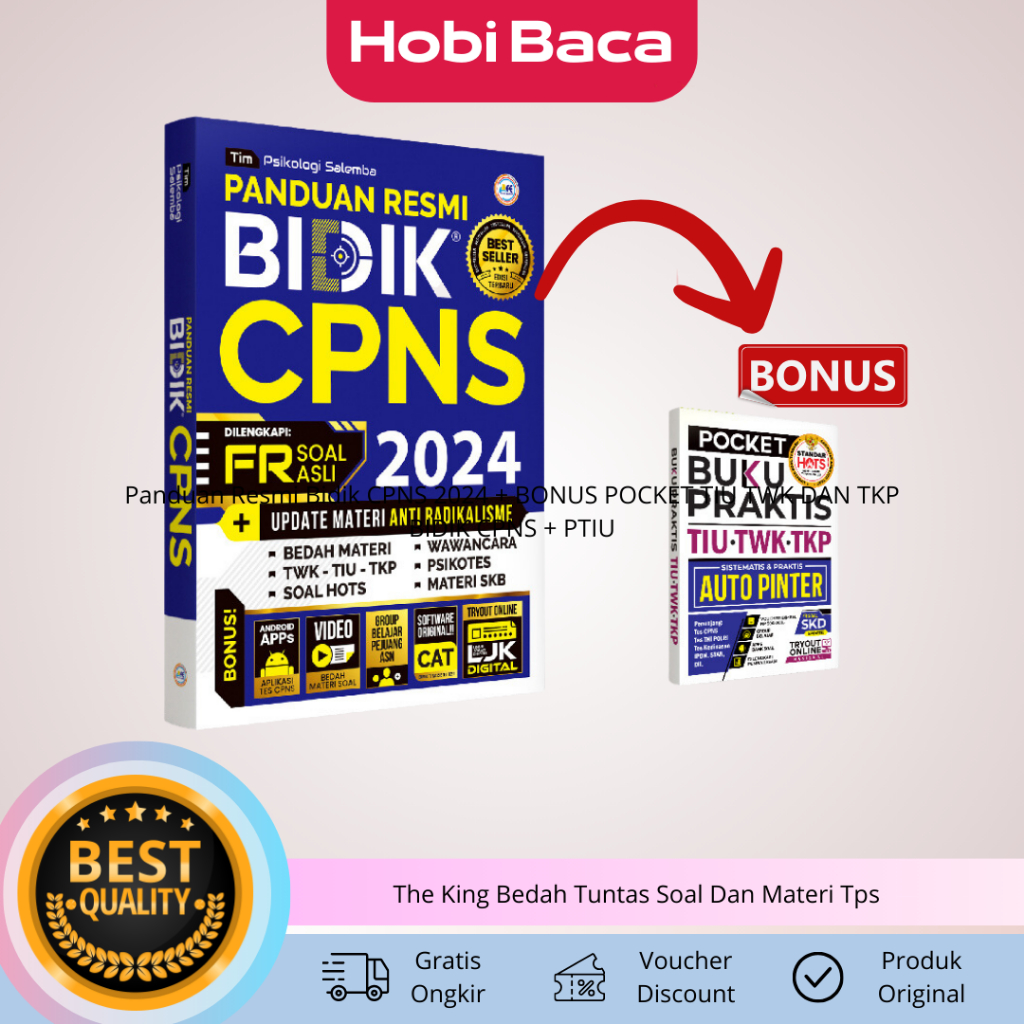 Jual BUKU PANDUAN RESMI BIDIK CPNS 2024 + BONUS POCKET TIU TWK DAN TKP BIDIK CPNS + PTIU BARU ...