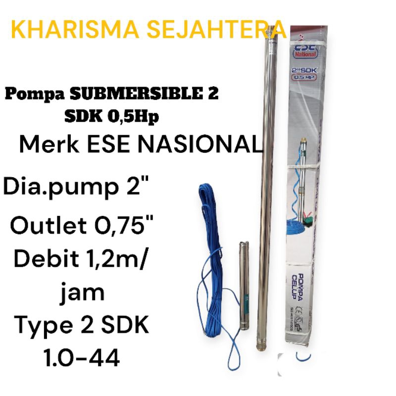 Jual POMPA SUBMERSIBLE 2" SDK 0,5HP/ POMPA CELUP SATELIT SUBMERSIBLE PUMP 2"SDK 0,5HP/ ESE ...