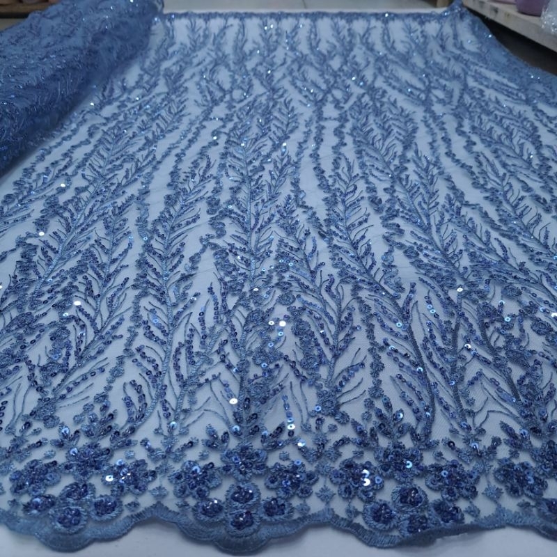 Jual (COD) bahan kain tulle padi full payett mewah/tille padi terbaru ...