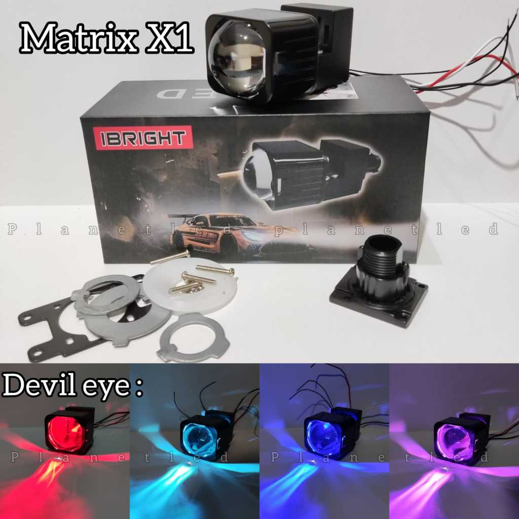 Jual Lampu Depan LED MATRIX X1 IBRIGHT Original 1,5 Inch Dengan Devil ...