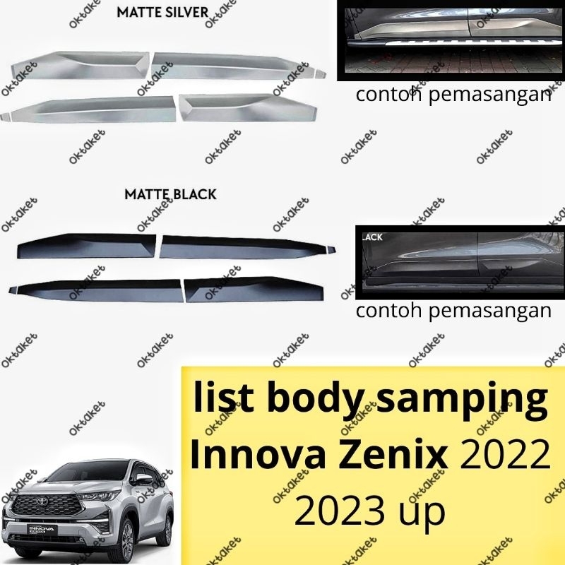 Jual list body samping Innova Zenix 2022 2023 2024 Hitam & Silver ...