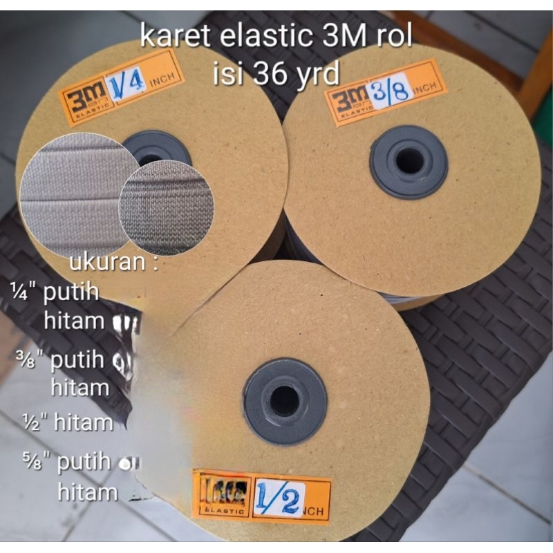 Jual elastic 3M/ karet elastic 3M hitam/putih | Shopee Indonesia
