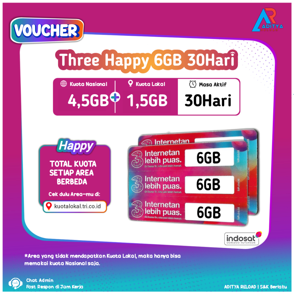 Jual Voucher Tri Happy 6GB 30Hari | Shopee Indonesia