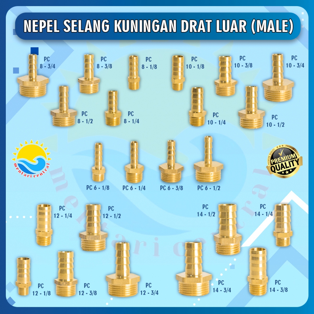 Jual MC Hose Nipple Drat Male / Nepel Selang Drat Luar Kuningan PC ...