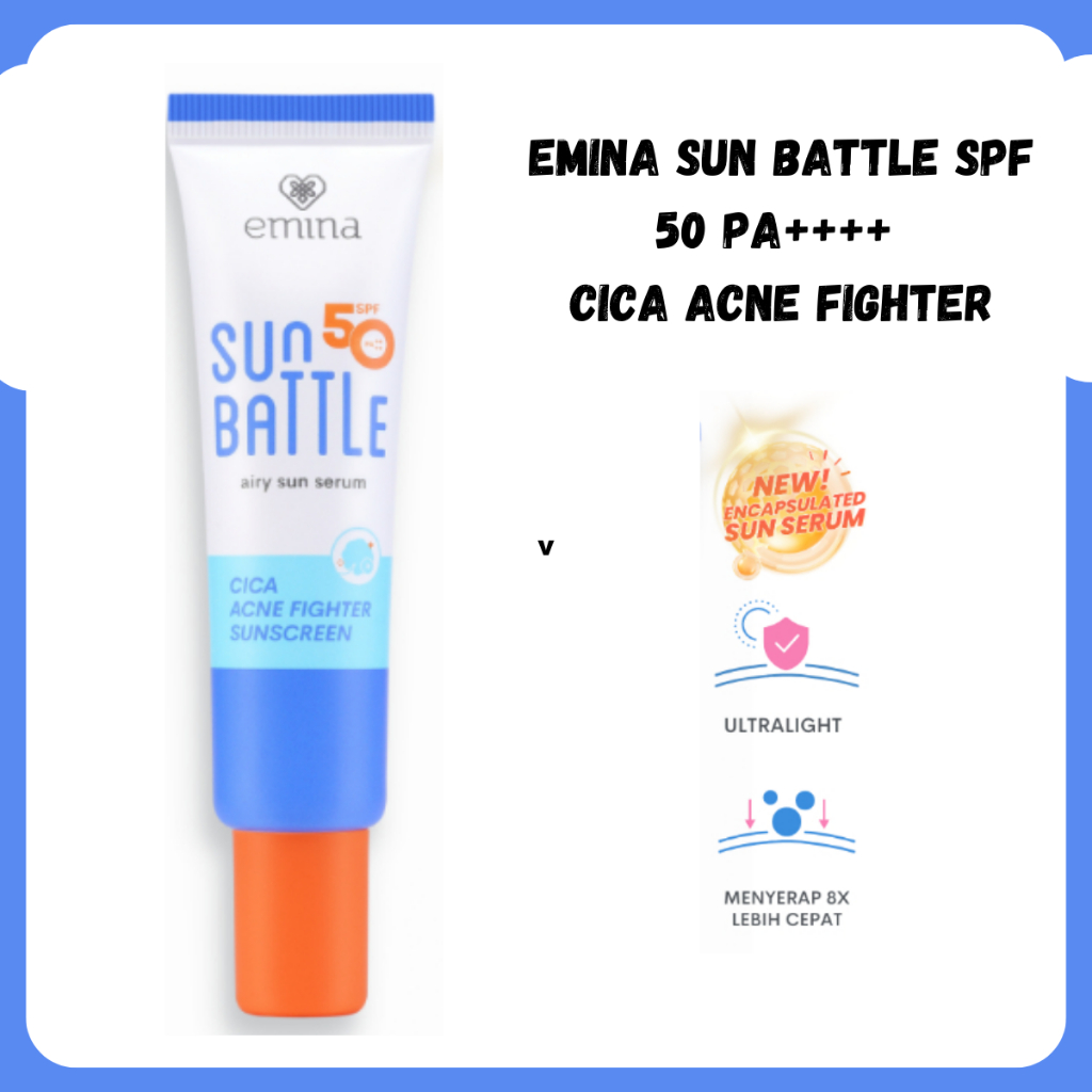 Jual Emina Sun Battle Spf 50 Pa++++ Cica Acne Fighter Sunscreen 30ml | Shopee Indonesia