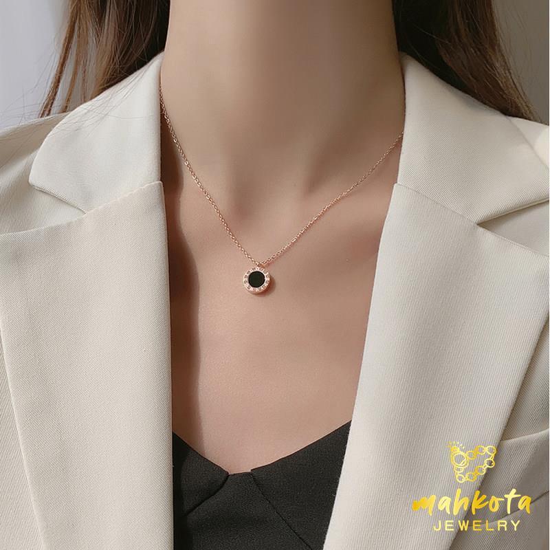 Jual IU7 K64 Kalung Titanium Premium Wanita Rantai Nori Angka Romawi ...