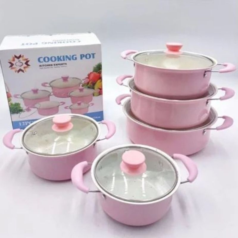 Jual PINK|BIRU|UNGU Panci Sup Enamel 5 Susun, Set Panci Enamel Warna 5 ...