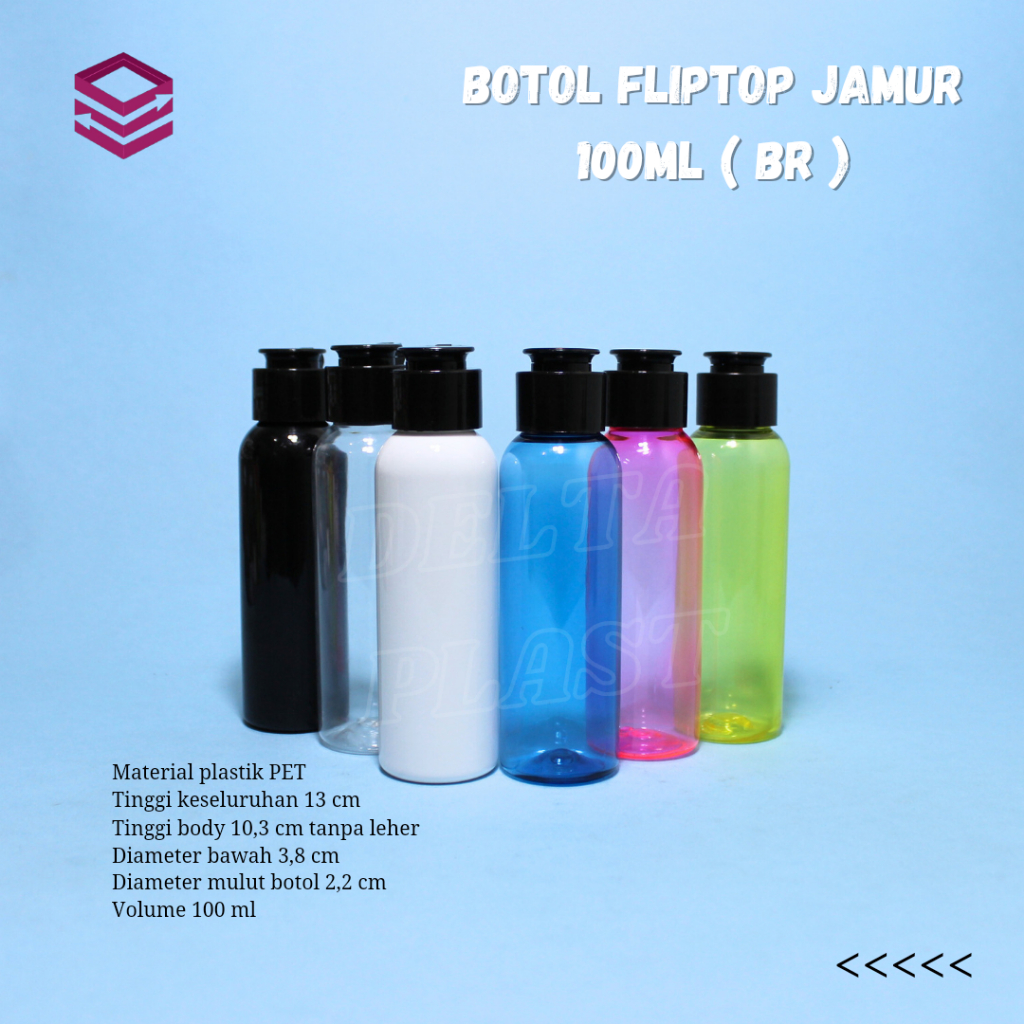 Jual BOTOL FLIPTOP 100 Ml MODEL KANCING JAMUR FLIPTOP HITAM | Shopee ...