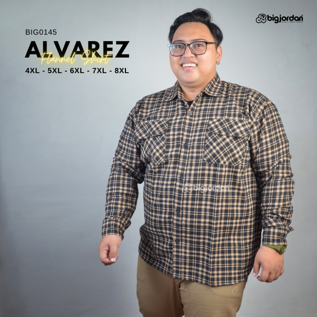 Jual ALVAREZ - kemeja flannel pria jumbo size original from Big Jordan ready size 3XL-8XL ...