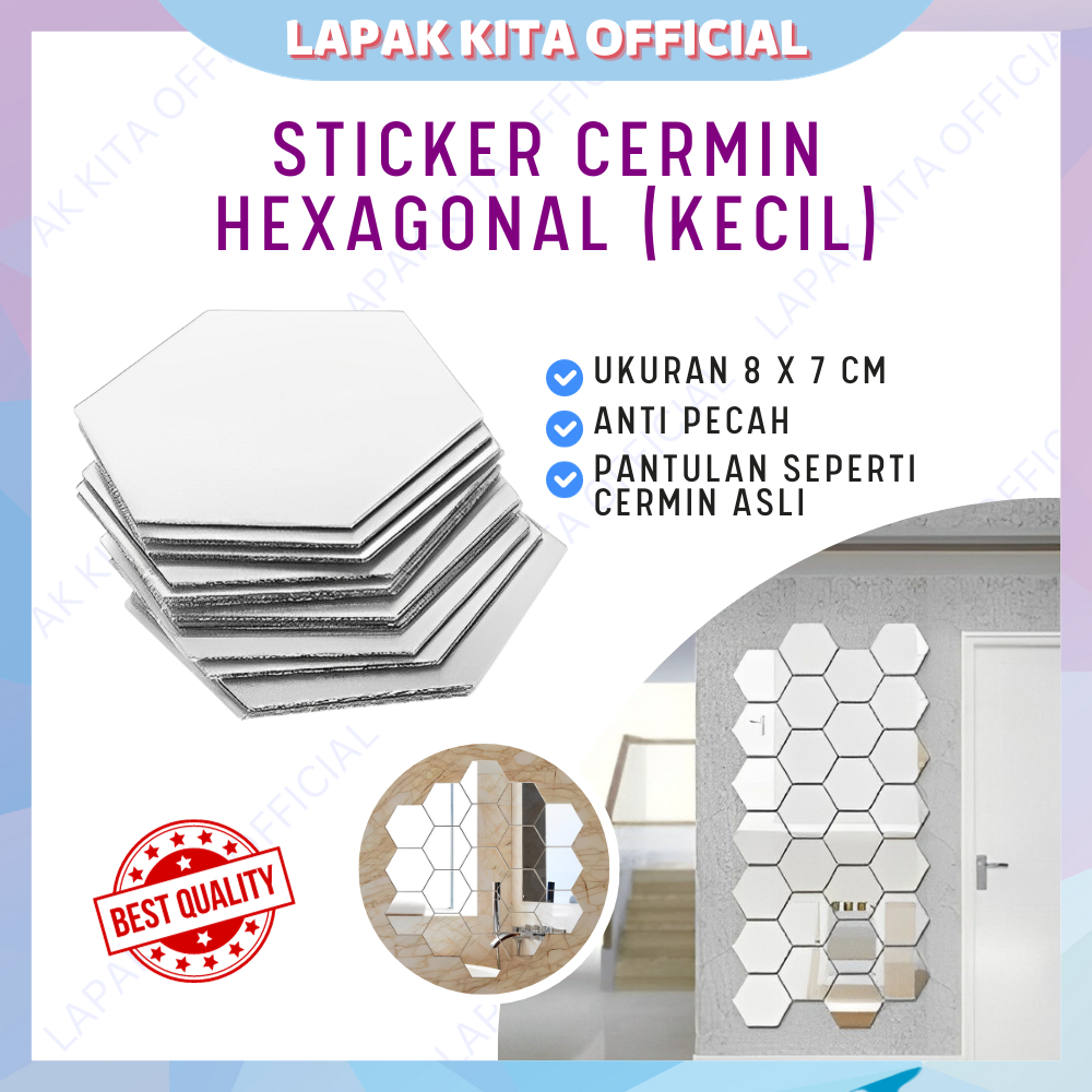 Jual LKO Cermin hexagonal akrilik anti pecah Sticker kaca cermin tempel ...