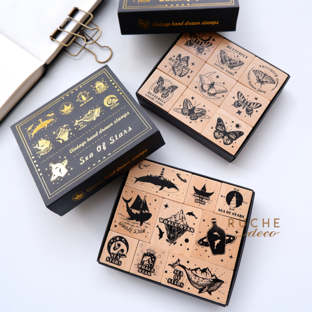 Jual RUCHE DECO - Stamp Set - Wooden Rubber Stamp Butterfly Kupu Kupu ...