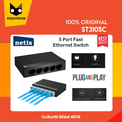 Jual SWITCH HUB NETIS ST3105C 5 Port RJ45 100M Fast Ethernet Switch ...