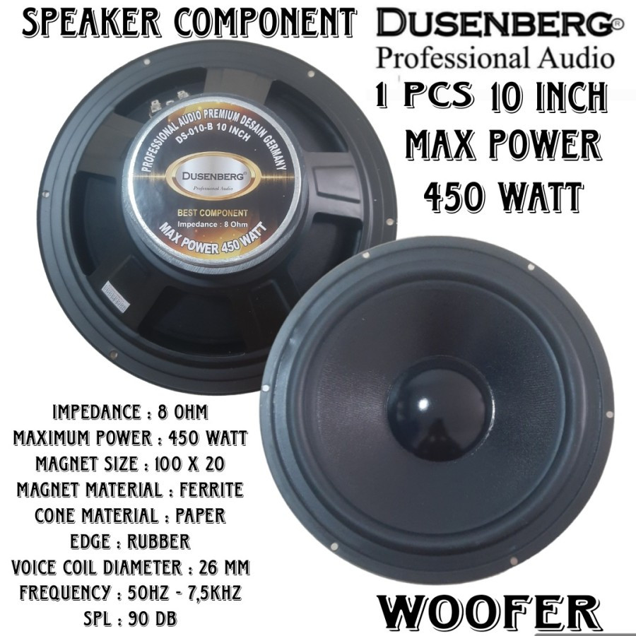 Jual SPEAKER 10 INCH DUSENBERG BEST COMPONENT WOOFER DS-010-B ORIGINAL ...