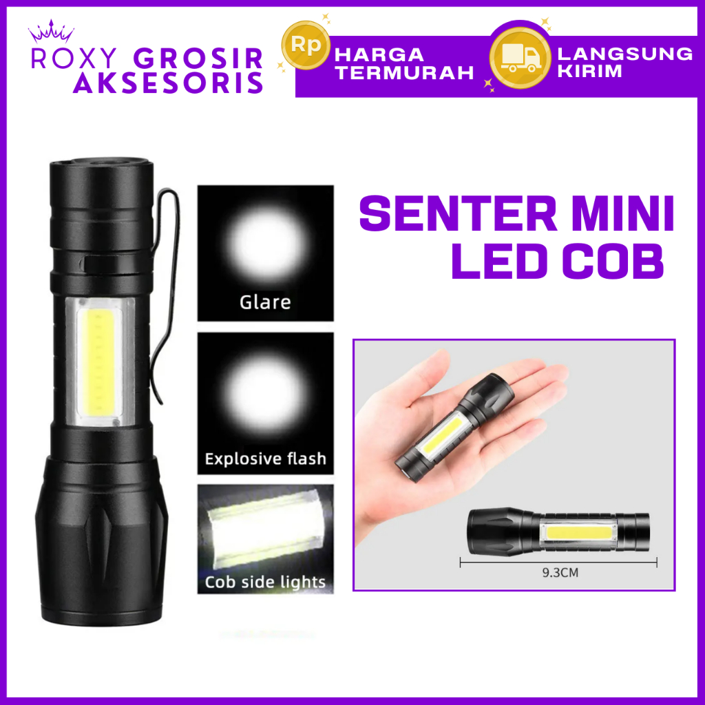 Jual Lampu Senter Mini LED Super terang COB Waterproof 3 Mode Lampu senter led terang outdoor ...