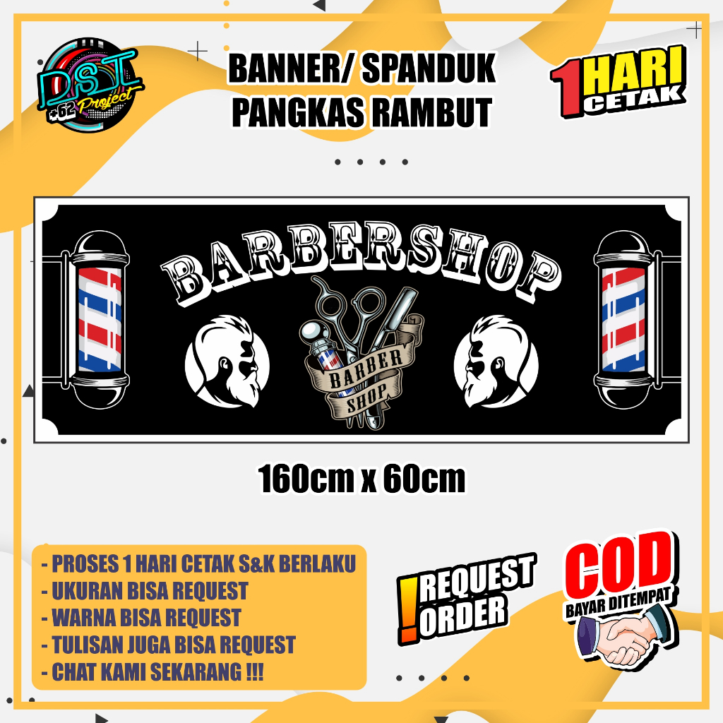 Jual BANNER / SPANDUK BARBER PANGKAS RAMBUT MODEL B 160 x 60 | Shopee ...