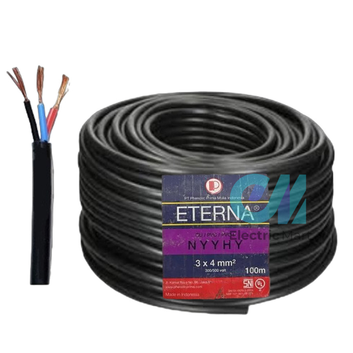 Jual Kabel Eterna NYYHY 3x4 Roll 100 Meter Kabel Listrik Hitam 3 ...