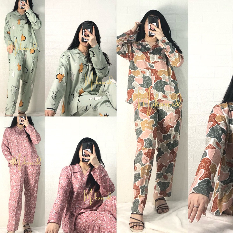 Jual Set Piyama Rayon Lengan Panjang / Rayon Set Panjang /Piyama oneset ...