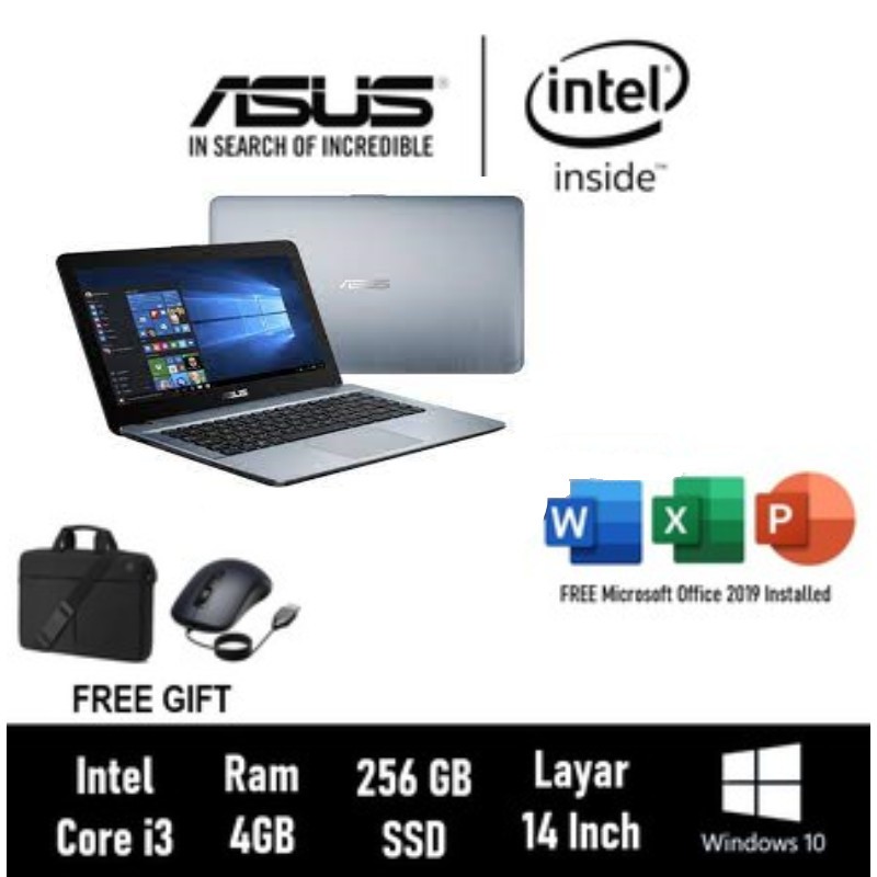 Jual LAPTOP ASUS X441u intel core i3 ram 4gb/hdd 1tb/ssd 256gb (FREE MOUSE &TAS) | Shopee Indonesia