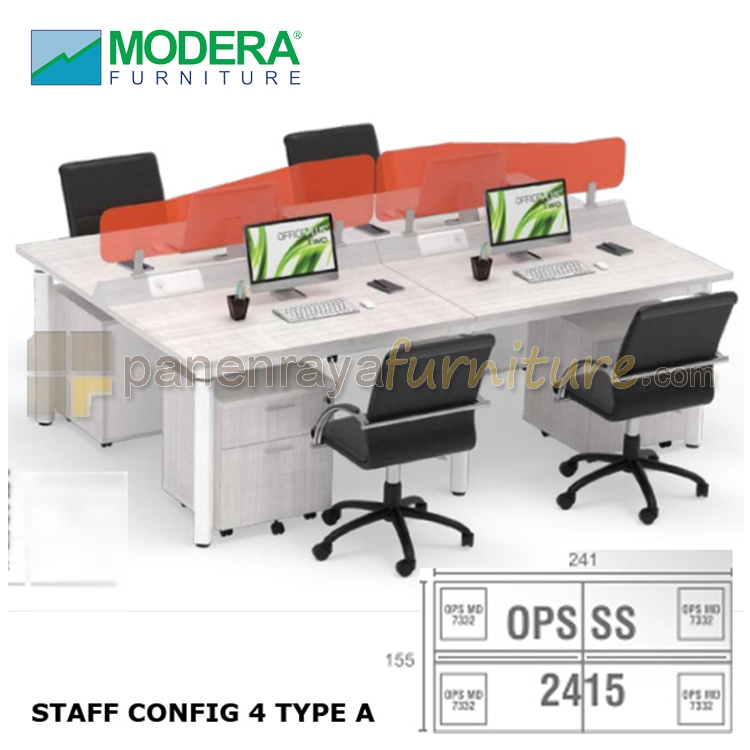 Jual Workstation Staff 4 Seater Modera Staff Config 4 Type A Pure Teak ...