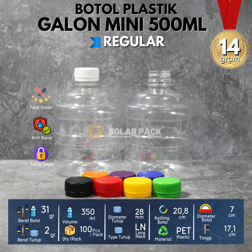 Jual Botol palstik PET 500ml galon mini minuman mineral tutup LN warna ...