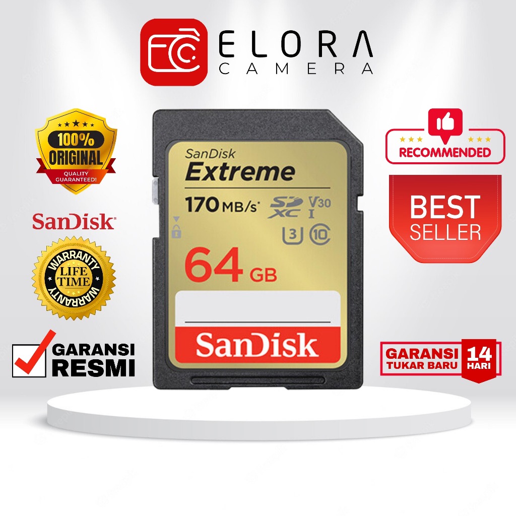 Jual SD Card 64GB 64 GB Sandisk Extreme 64GB UHS-I CL10 170MBPS ...