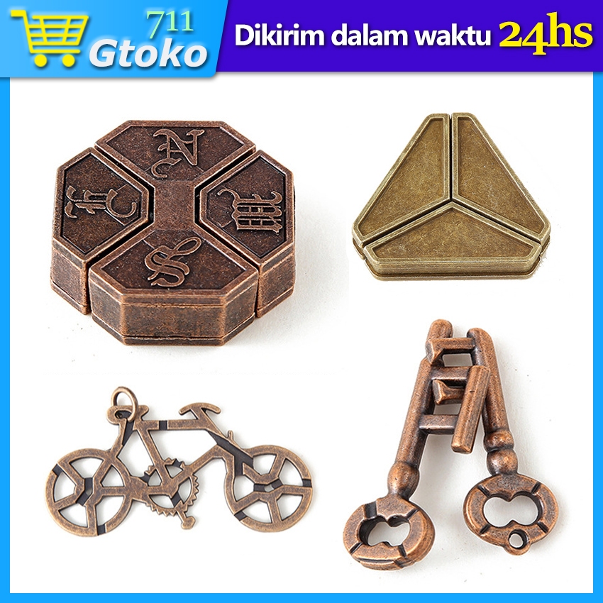 Jual Mainan Brain Teaser Unlock Kunci Puzzle Metal Magic Lock | Shopee ...