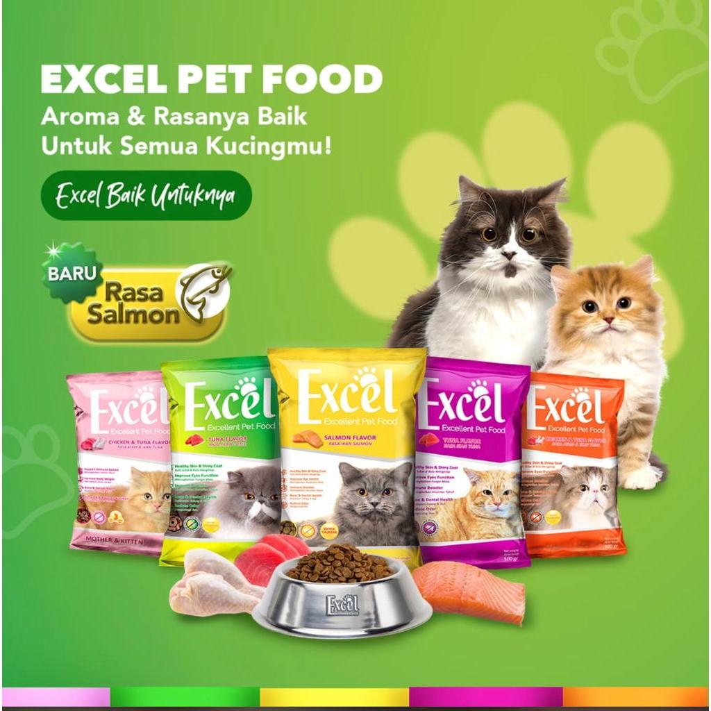 Jual Excel Cat Food Adult , Mother & Kitten 500 gram makanan kucing ...
